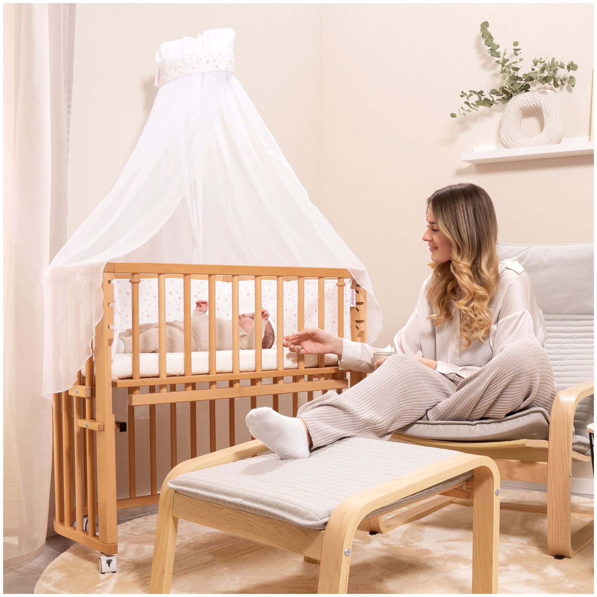 Babybay Beistellbett Himmel Vorhang aus Pique - stilvoll und gemütlich ...