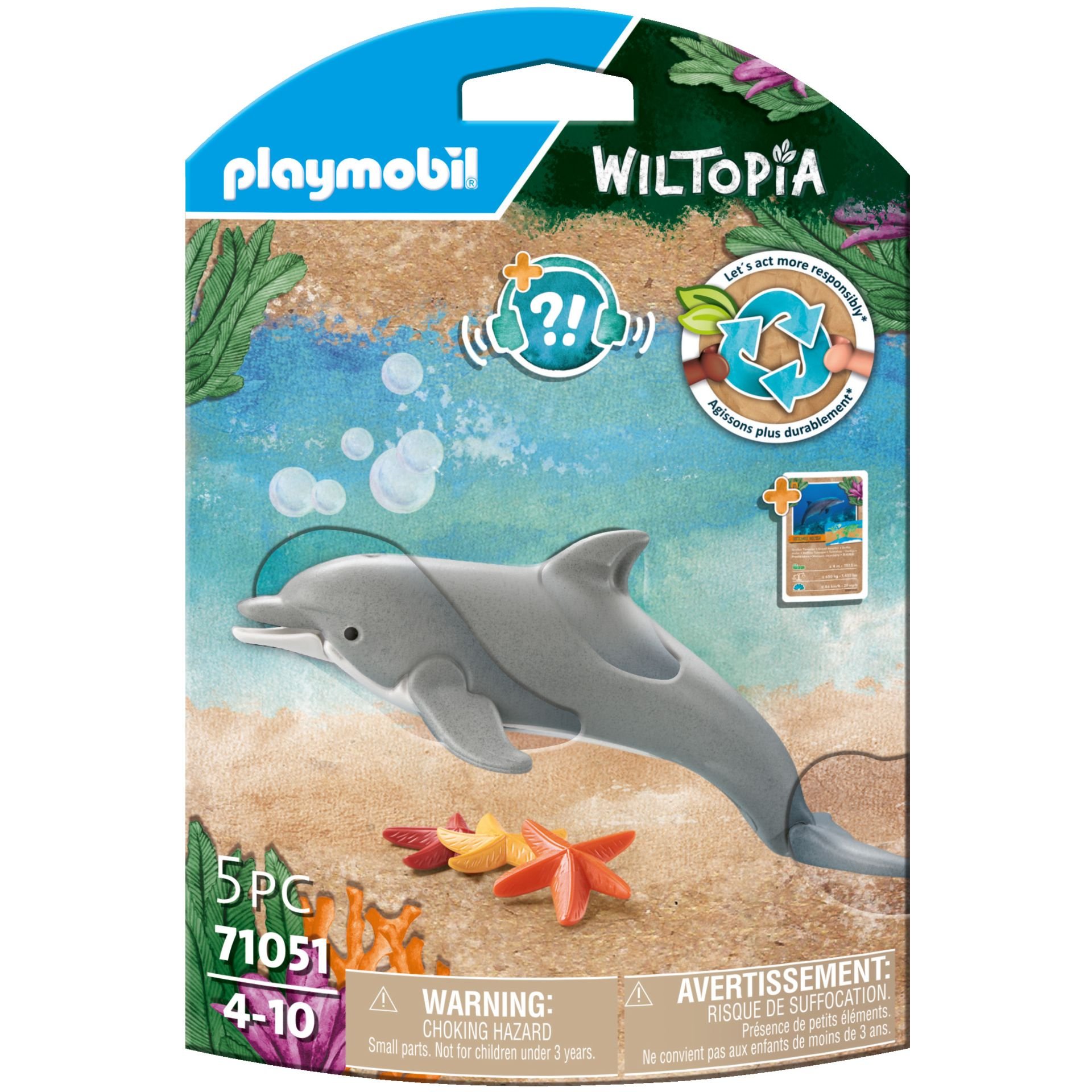 PLAYMOBIL Wiltopia 71051 Delfin - Interaktives Spielzeug für ...