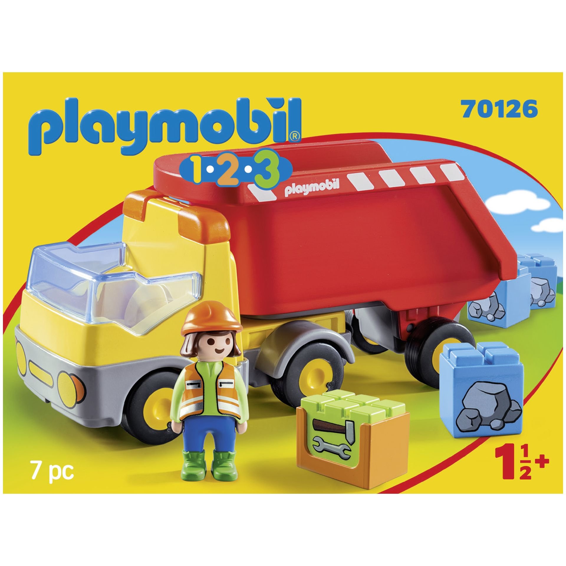 PLAYMOBIL 1.2.3 70126 Kipplaster – Robustes Spielzeug für kleine Baumeister