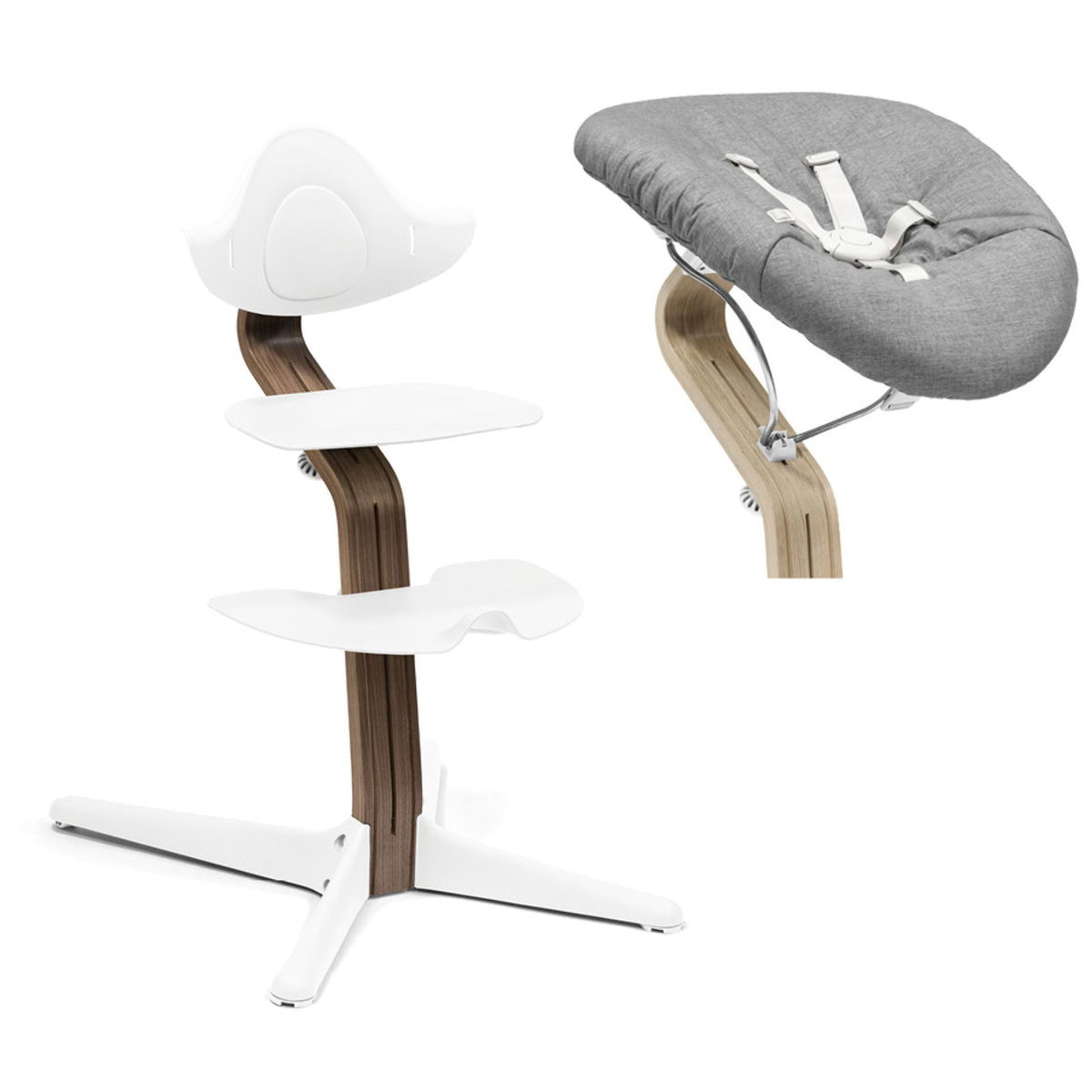 STOKKE Chaise Nomi Walnut + kit nouveau-né - Chaise haute ergonomique