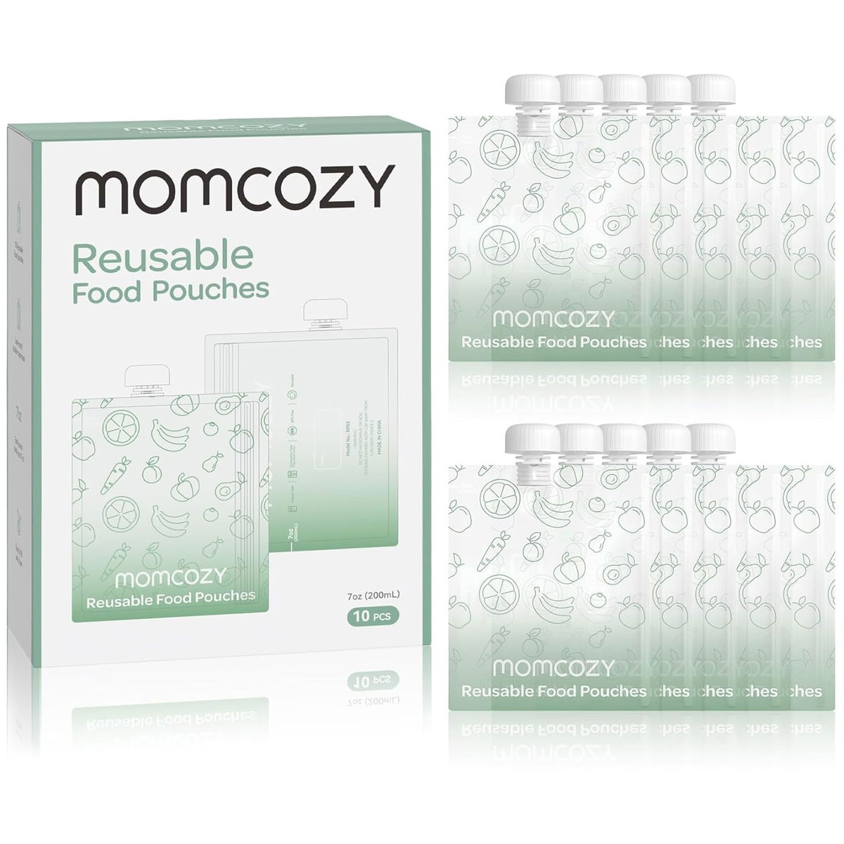 Momcozy Reusable Baby Food Pouches - Eco-Friendly & Leak-Proof