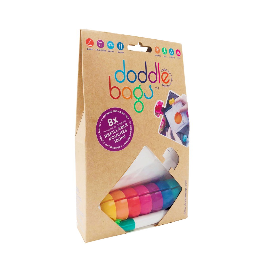 Doodle Bags Pack of 8: Colourful and practical bags for everyday use