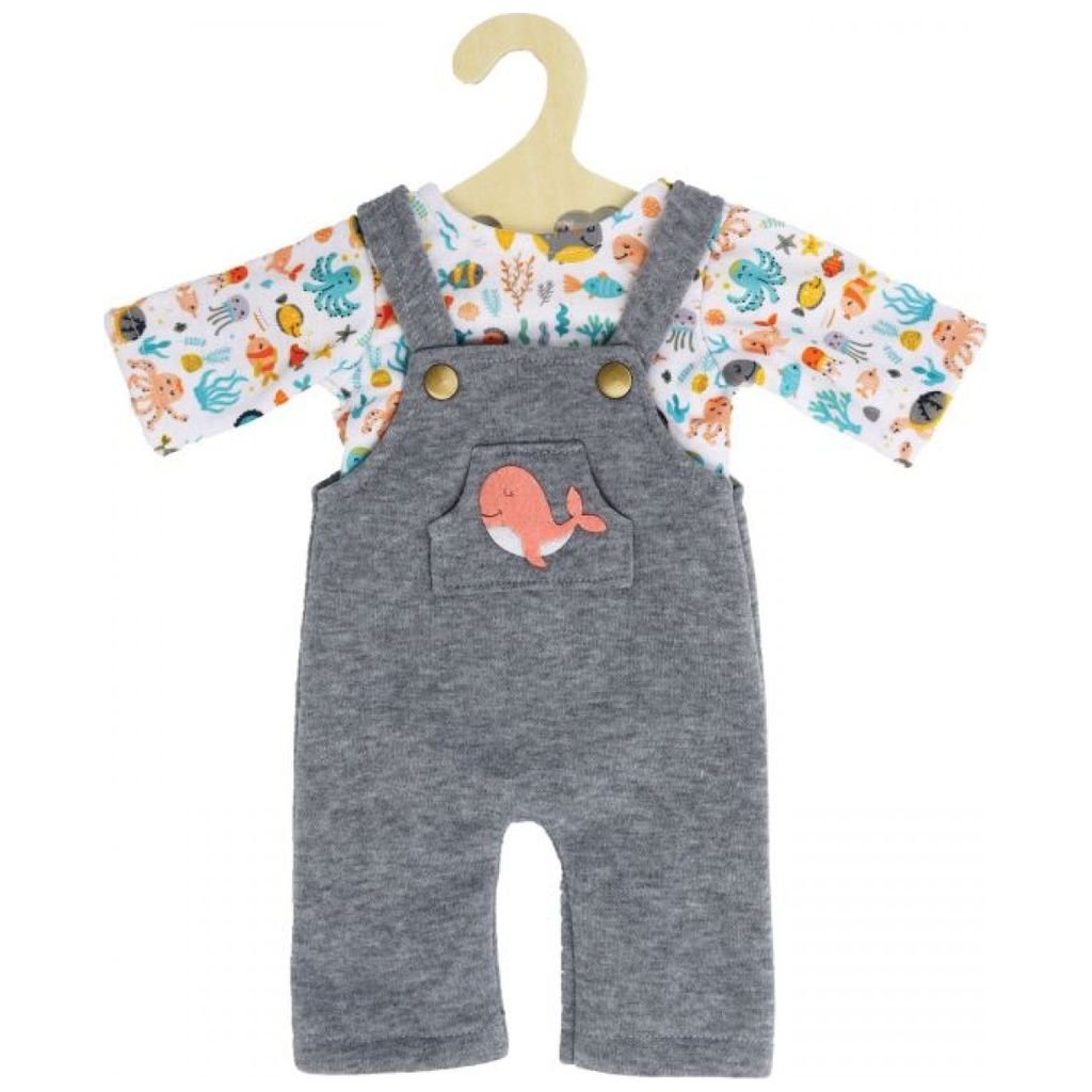 Heless Puppen Latzhose mit T-Shirt - niedlicher Wal Bobby Print