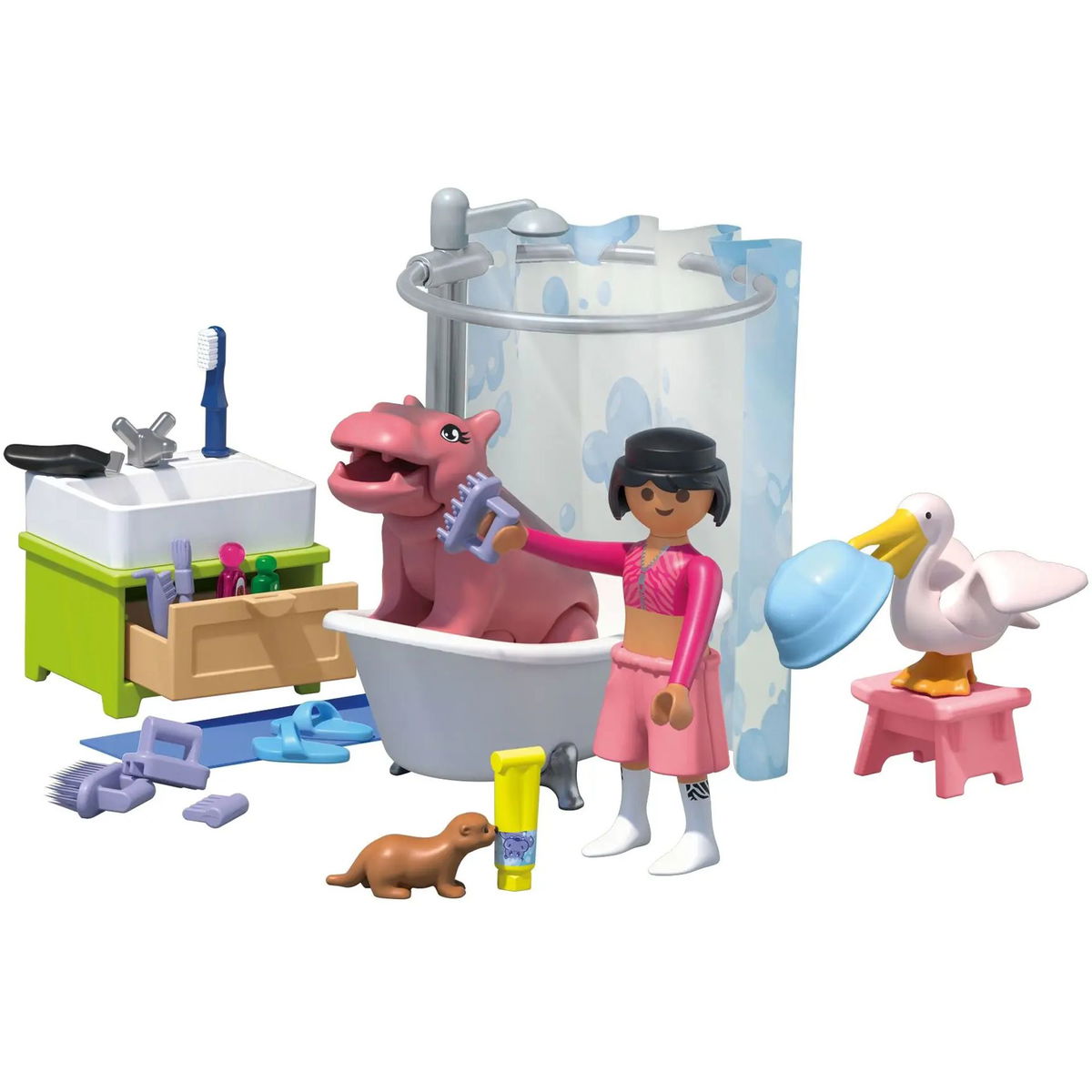 PLAYMOBIL Animals and Friends 71950 – Animal Bath Fun, Care & Play ...